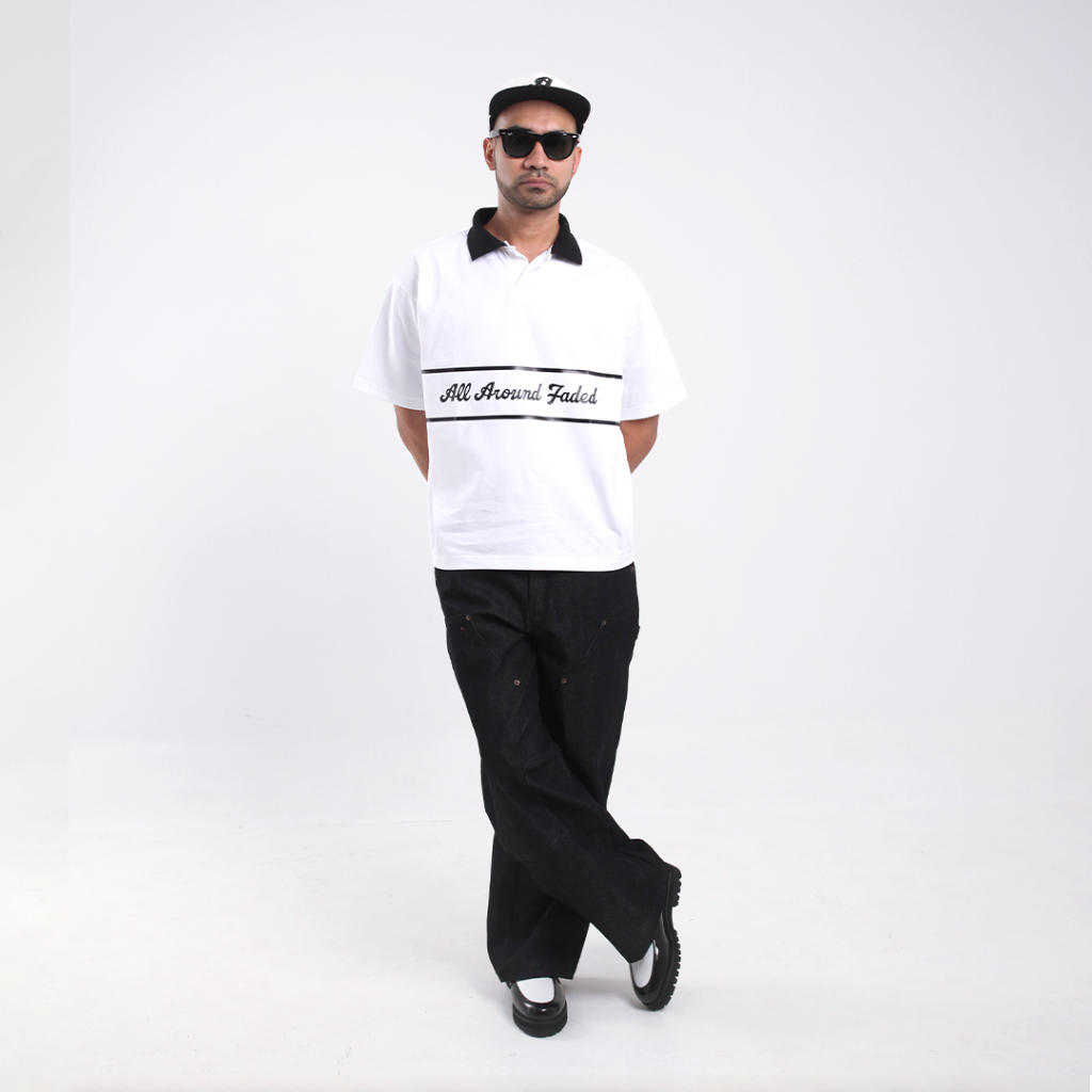 Jual All Around Faded Polo Tee Bold Logo Signature in Front Twotone ...