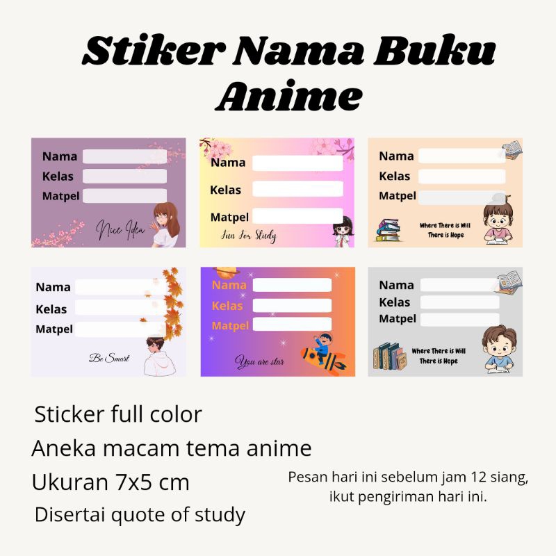 Jual Stiker Nama Buku Full Color 18pcs | Shopee Indonesia