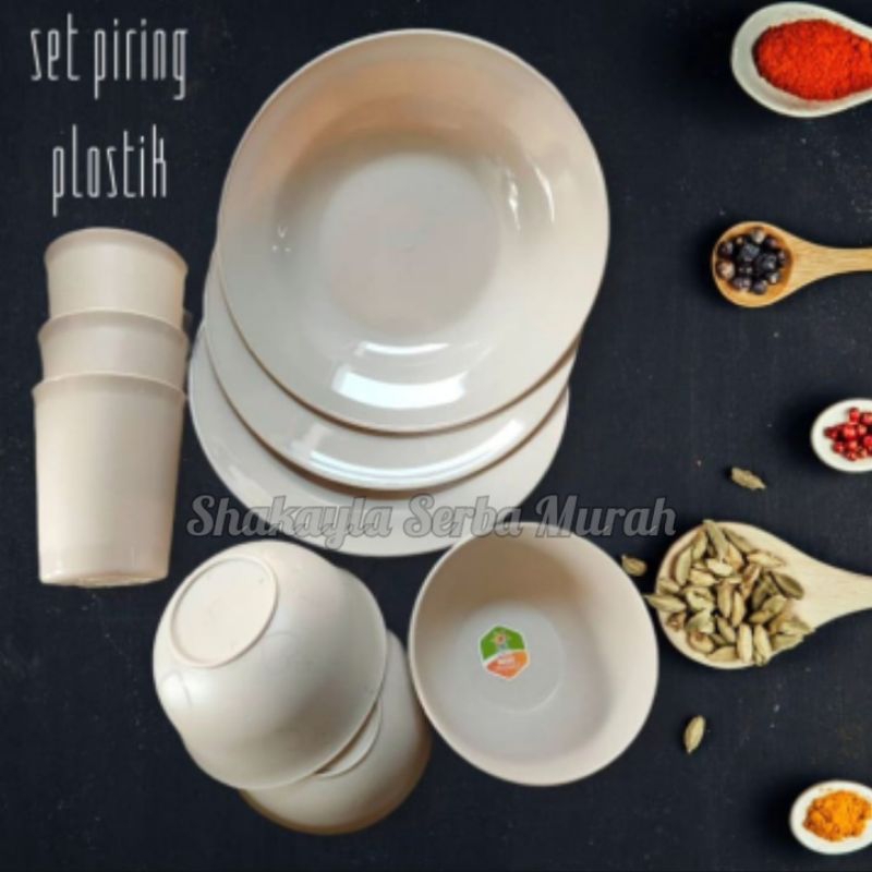 Jual (1 PAKET) Set Piring Mangkok Gelas 9in1 / Paket Hemat Piring ...