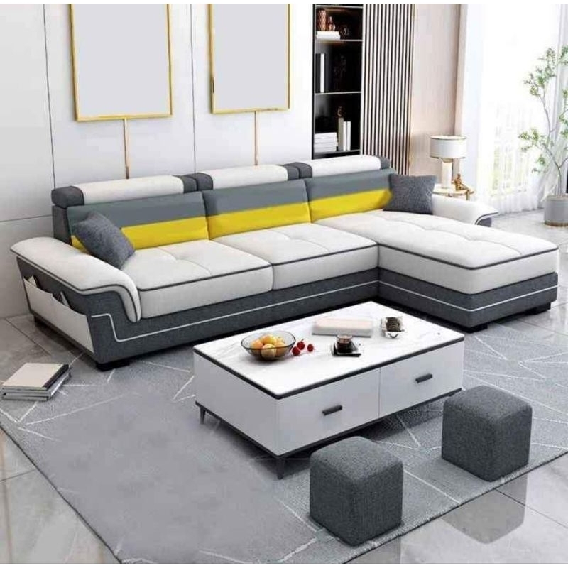 Jual sofa L shape ruang tamu minimalis modern free stols | Shopee Indonesia