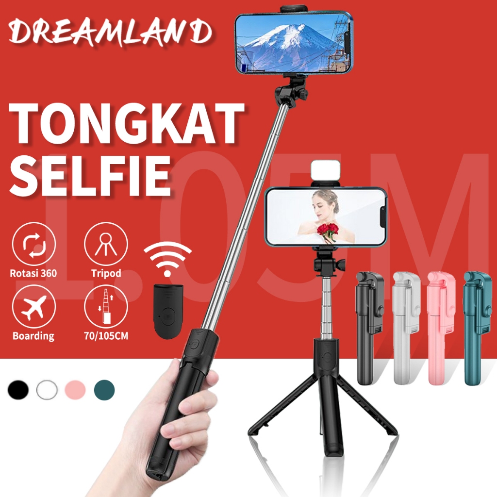 Jual Tongsis Tripod Bluetooth 4in1 Selfie Stick Tongsis Tripod R1 Lampu ...
