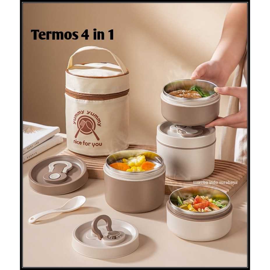 Jual Set tempat makan tahan panas dan tas lunch box anti tumpah termos ...