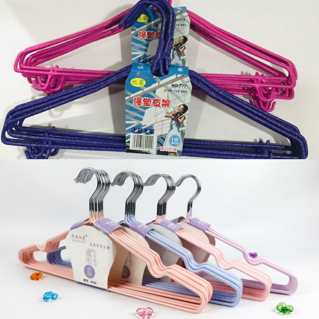 Jual HSM Hanger / Gantungan baju besi warna warni isi 10 pcs - Harga ...