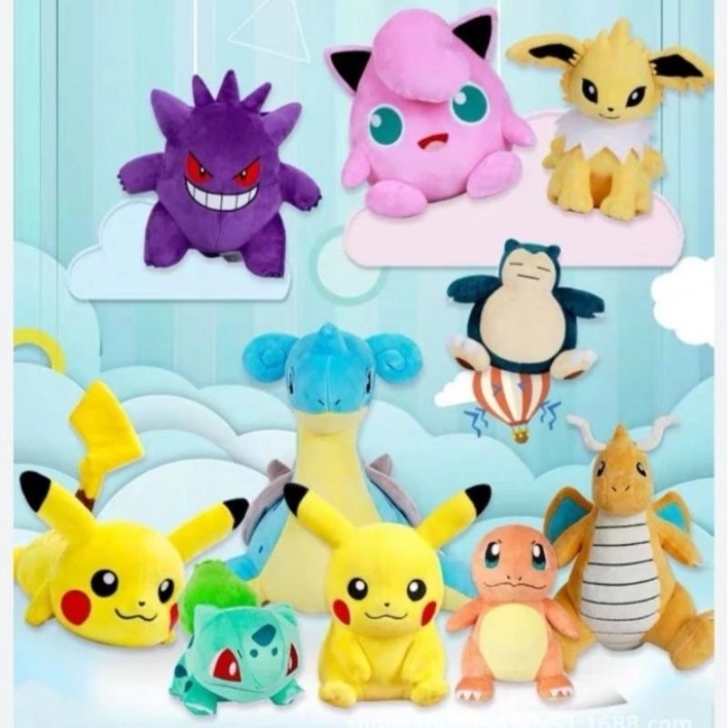 Jual Boneka Karakter Pokemon Pikachu Bulbasur eevee squirtle Charmander ...
