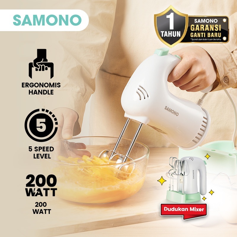 Jual Hand Mixer Kitchen Electric Samono SW-THMB200 Elektrik Mixer 200 ...