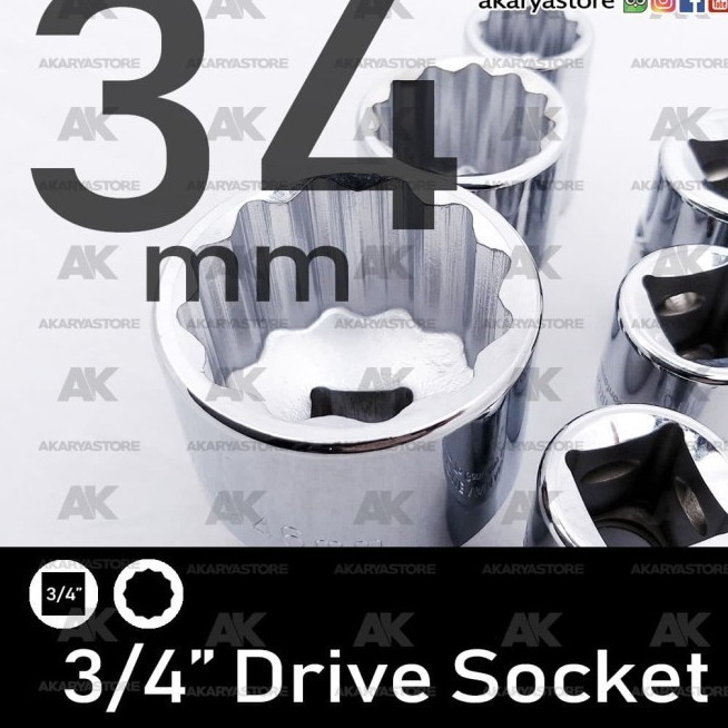 Jual M10 Tools - 3/4" Drive Socket / Mata Sok 12pt 34mm | Shopee Indonesia