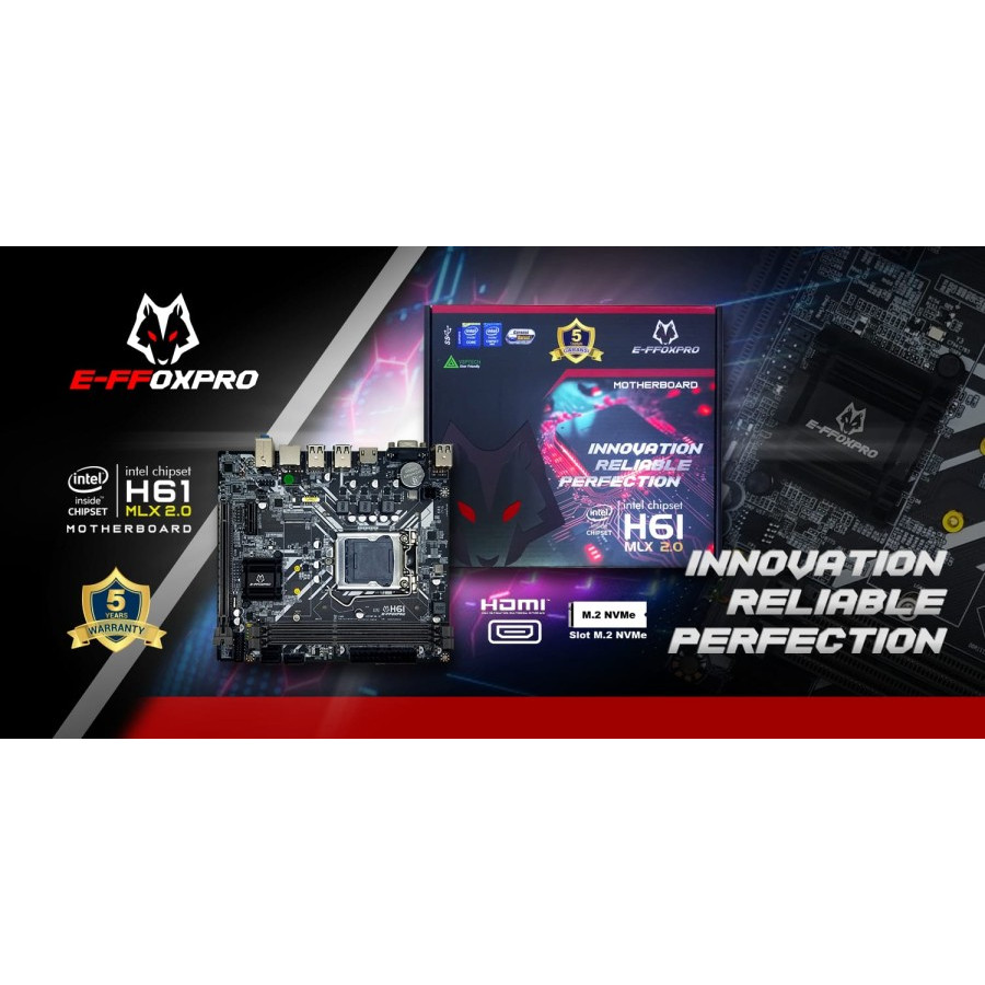 Jual Motherboard EFFOXPRO H61 MLX USB 2.0 GARANSI 3 TAHUN TUKAR BARU ...