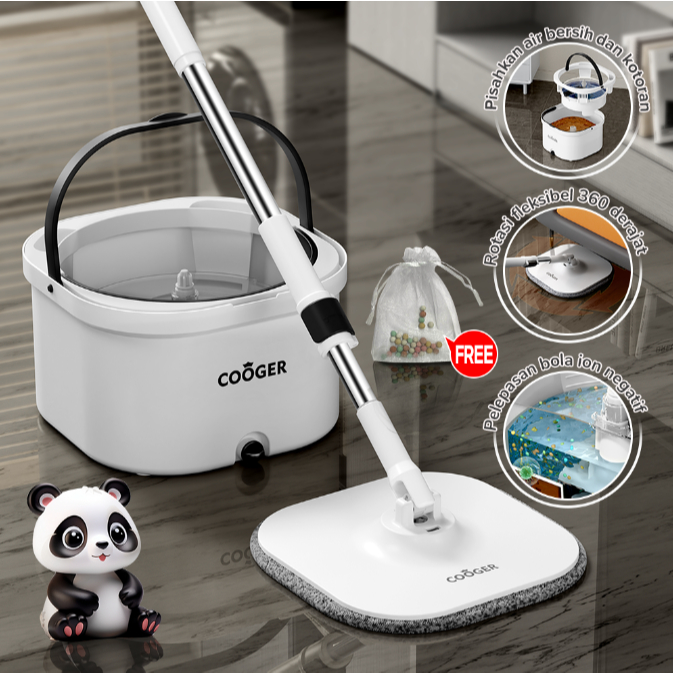 Jual COOGER Alat Pel Single Spin Mop Panda Bucket Spin Mop Alat Pel ...