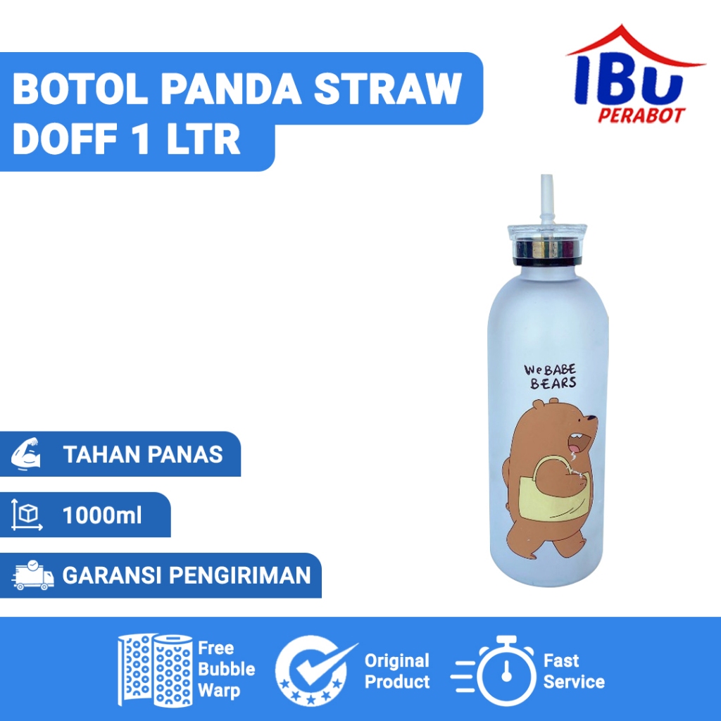 Jual BOTOL PANDA STRAW DOFF 1 LTR/ botol minum viral unik | Shopee ...