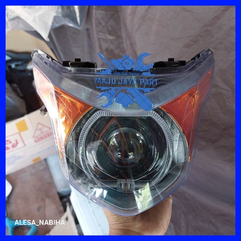 Jual Reflektor Lampu Depan Beat Pop Costum Hitam Smoke Oren Set Biled ...