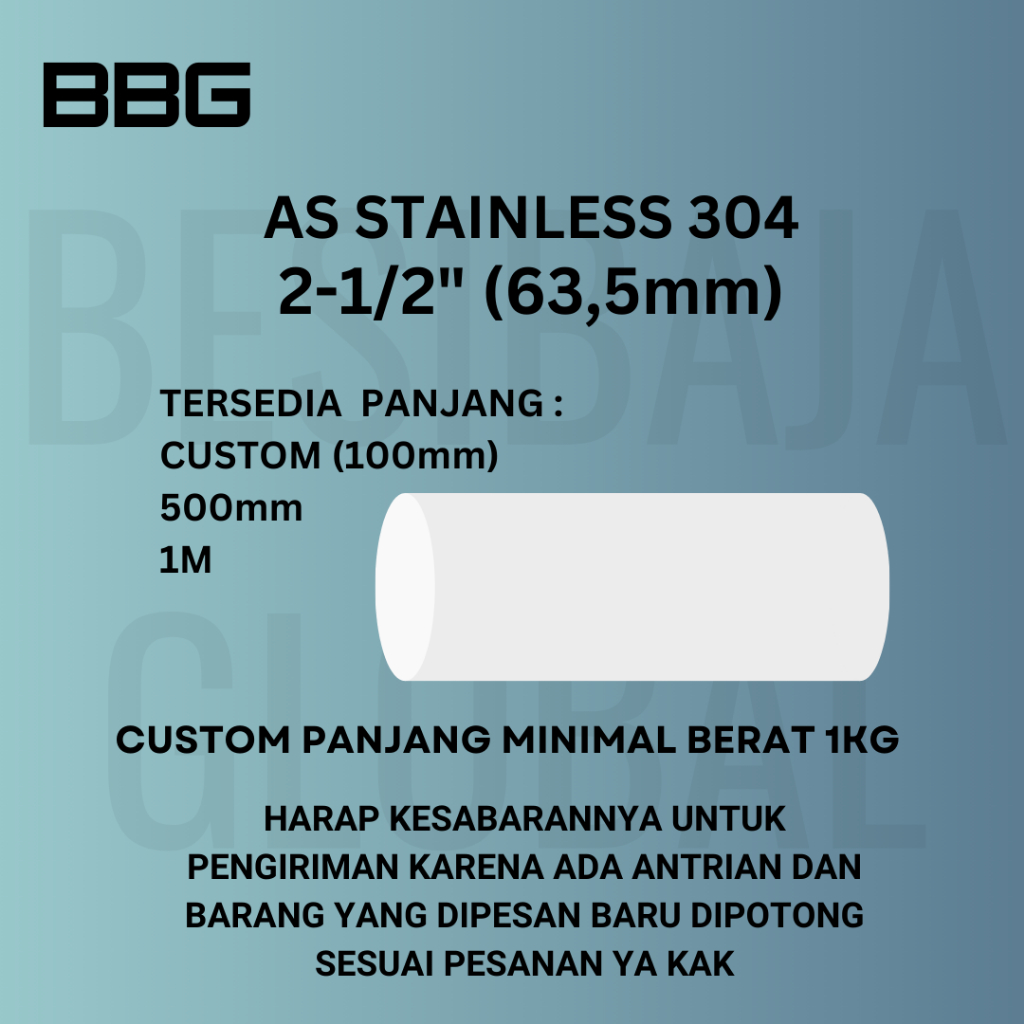 Jual AS STAINLESS 304 2-1/2 Inch (63,5mm) x CUSTOM | Shopee Indonesia