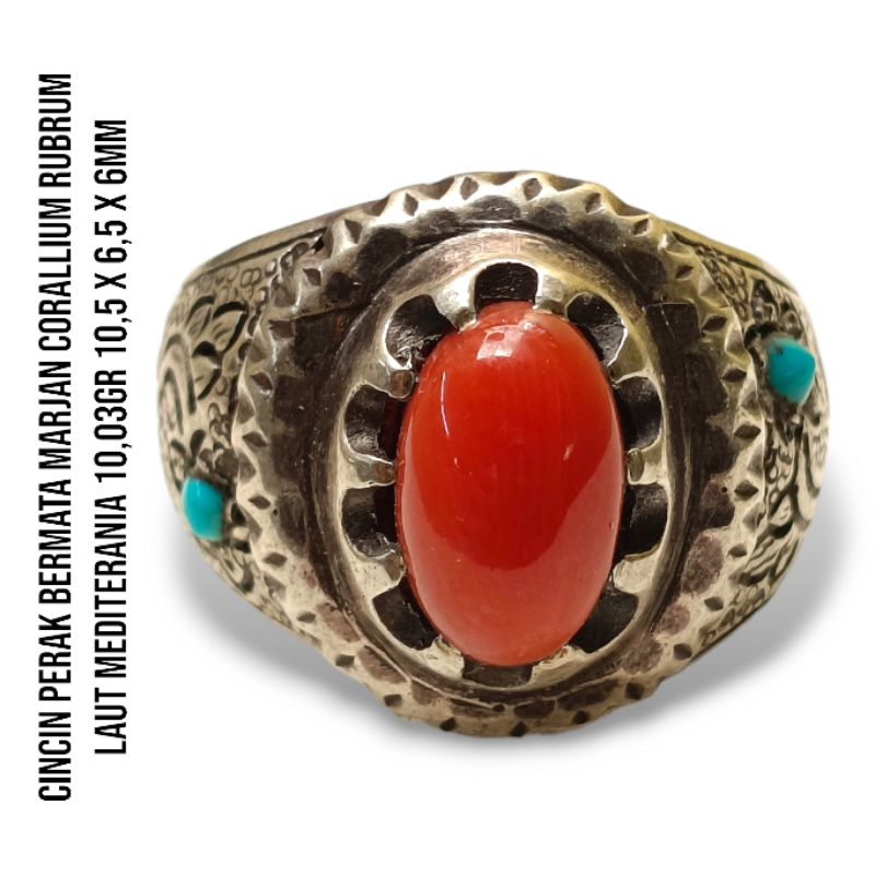 Jual Cincin Perak Bermata Batu Marjan Corallium Rubrum Asli Laut ...