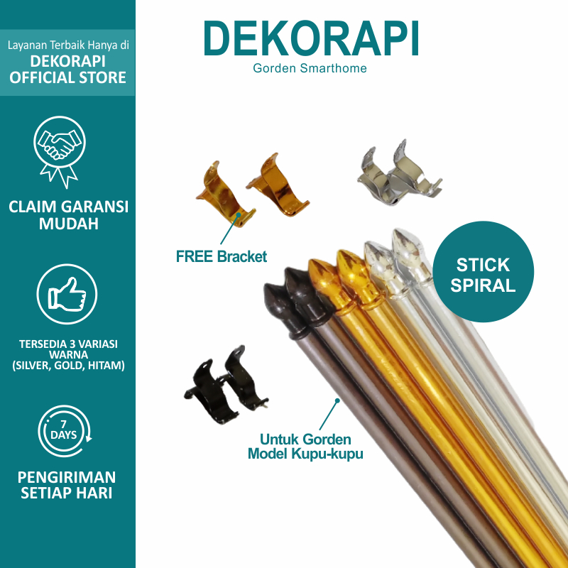 Jual DEKORAPI Stick Spiral Vitrase Tiang Gorden Model Kupu-kupu ...
