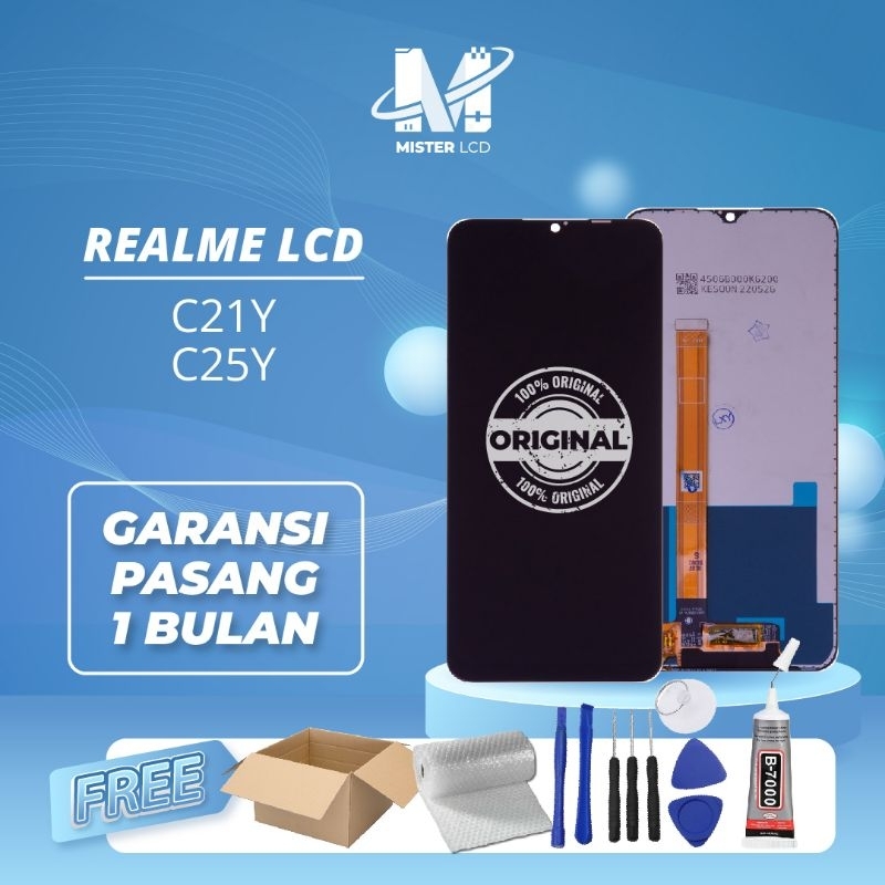 Jual LCD REALME C21Y / C25Y FULLSET ORIGINAL FREE LEM + OPENING SET ...