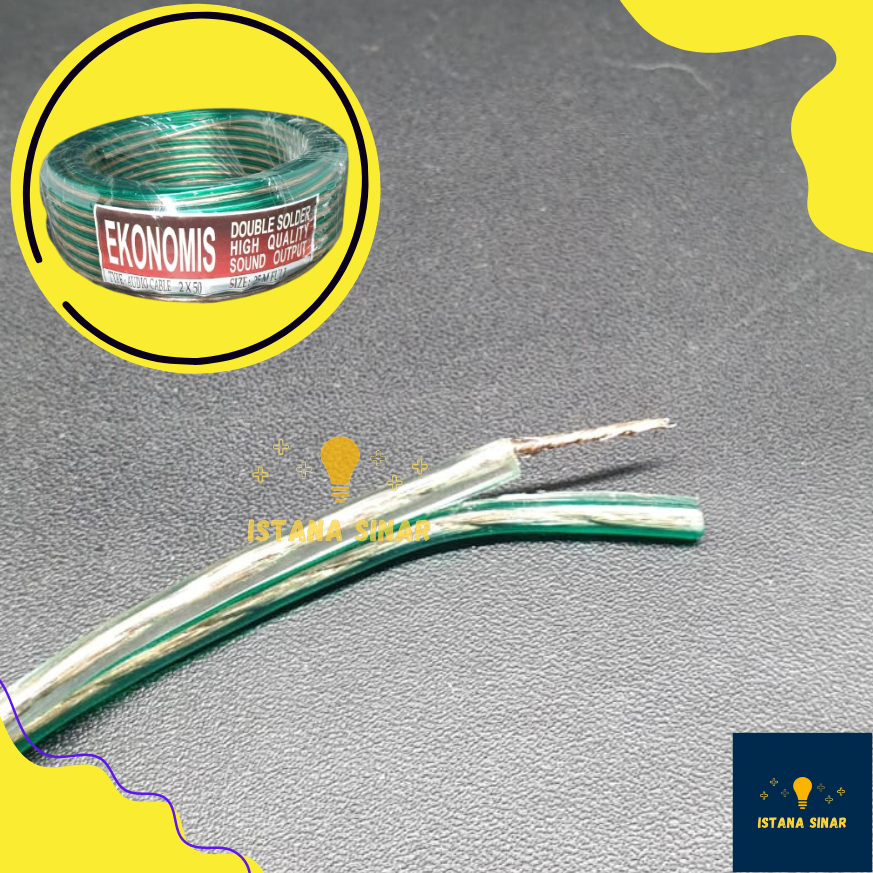 Jual Kabel Listrik Transparan Ekonomis 2 x 50 / Kabel Audio / Kabel Serabut | Shopee Indonesia