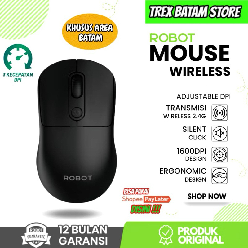 Jual ROBOT M207 MOUSE WIRELESS 2.4GHZ SILENT OPTICAL 1600DPI | Shopee ...
