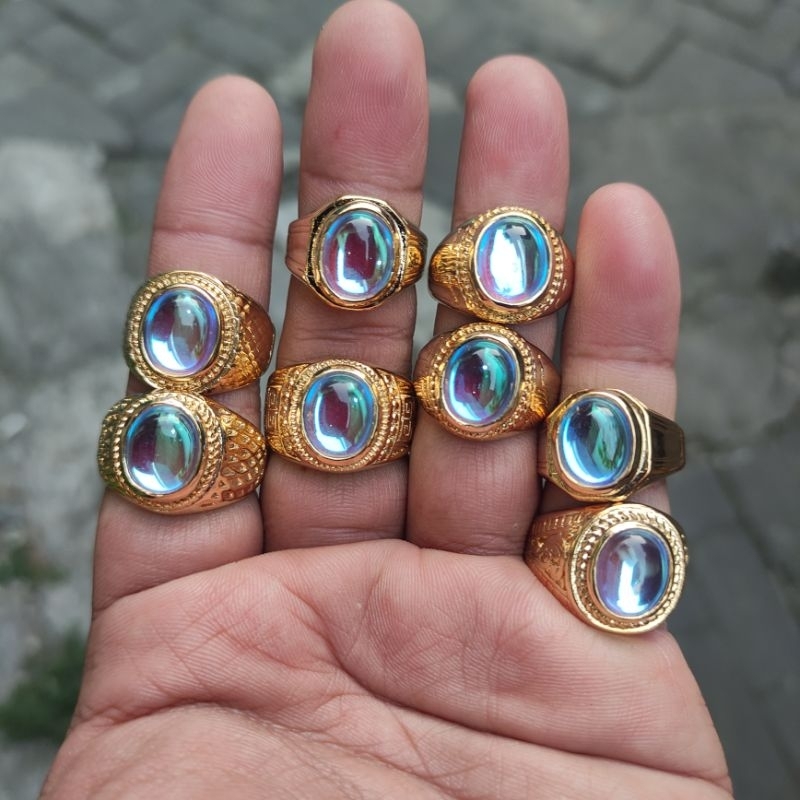 Jual cincin batu akik kalimaya india grade A ring premium gold (S ...