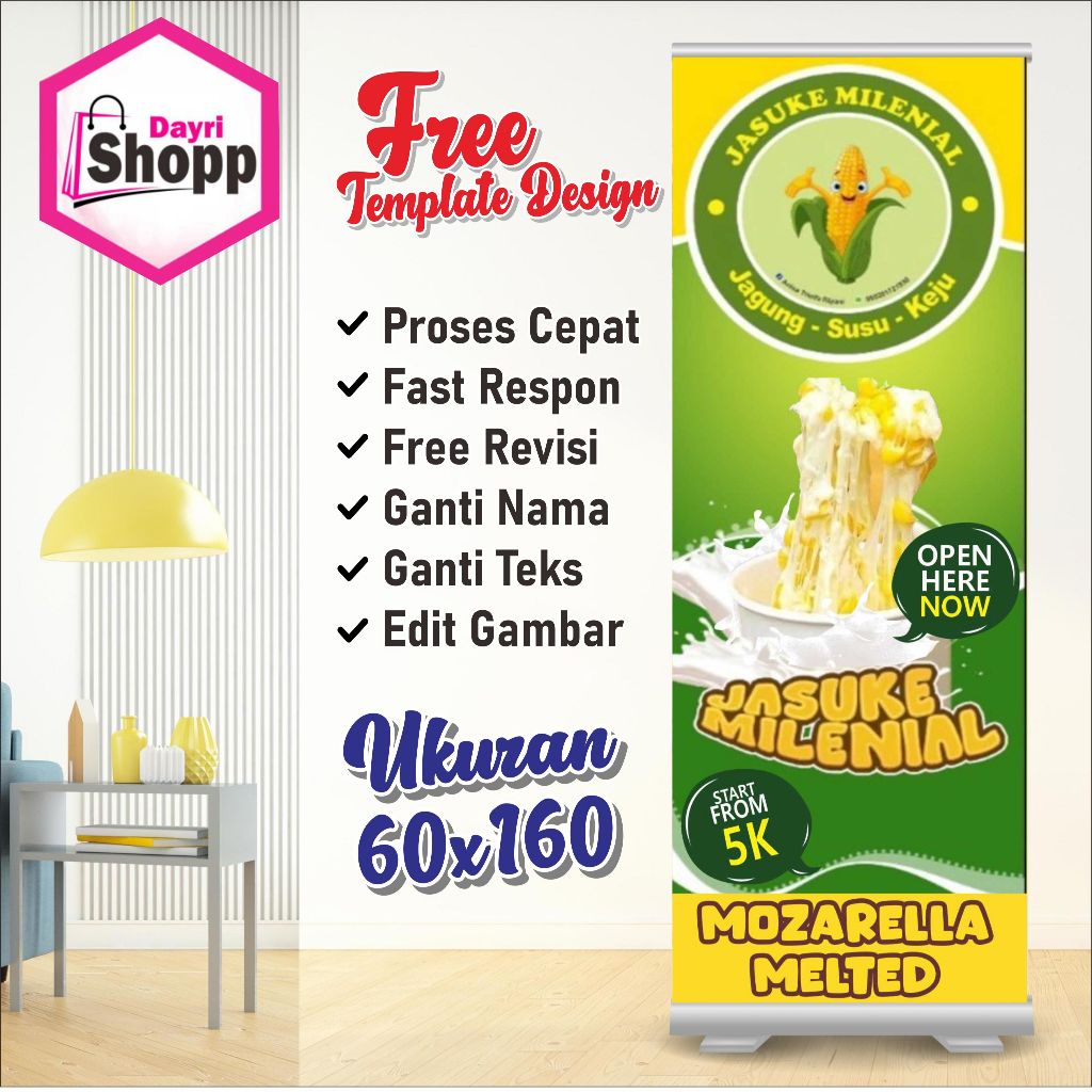 Jual Size 60x160 cm,Spanduk Banner Es Jasuke Kuning Hijau Custom ...
