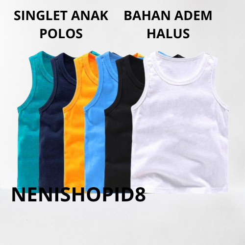 Jual Singlet Polos Anak Unisex Cewek Cowok Ideal Usia 2-16th Singlet Anak Anak Pakaian Anak ...