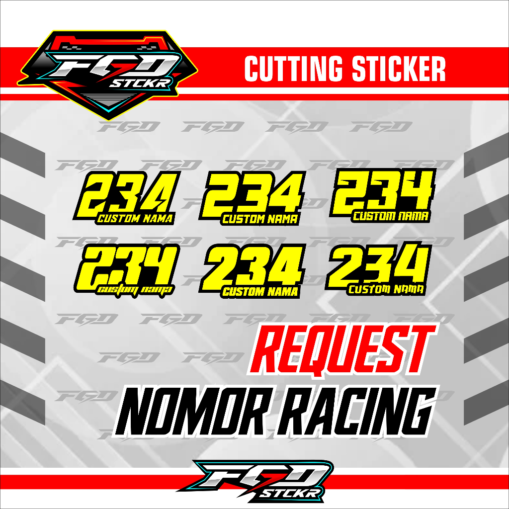 Jual Cutting Sticker Custom Request Nomor dan Nama Racing Start Balap ...