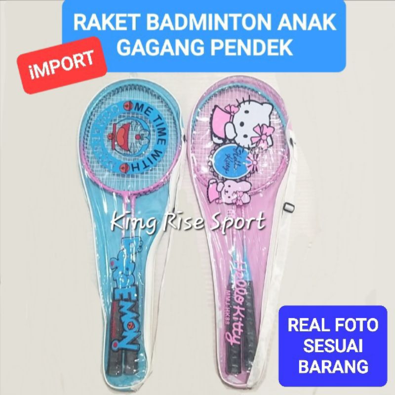 Jual Raket Badminton Anak Gagang Pendek Hello Kitty / Doraemon Isi 2 ...
