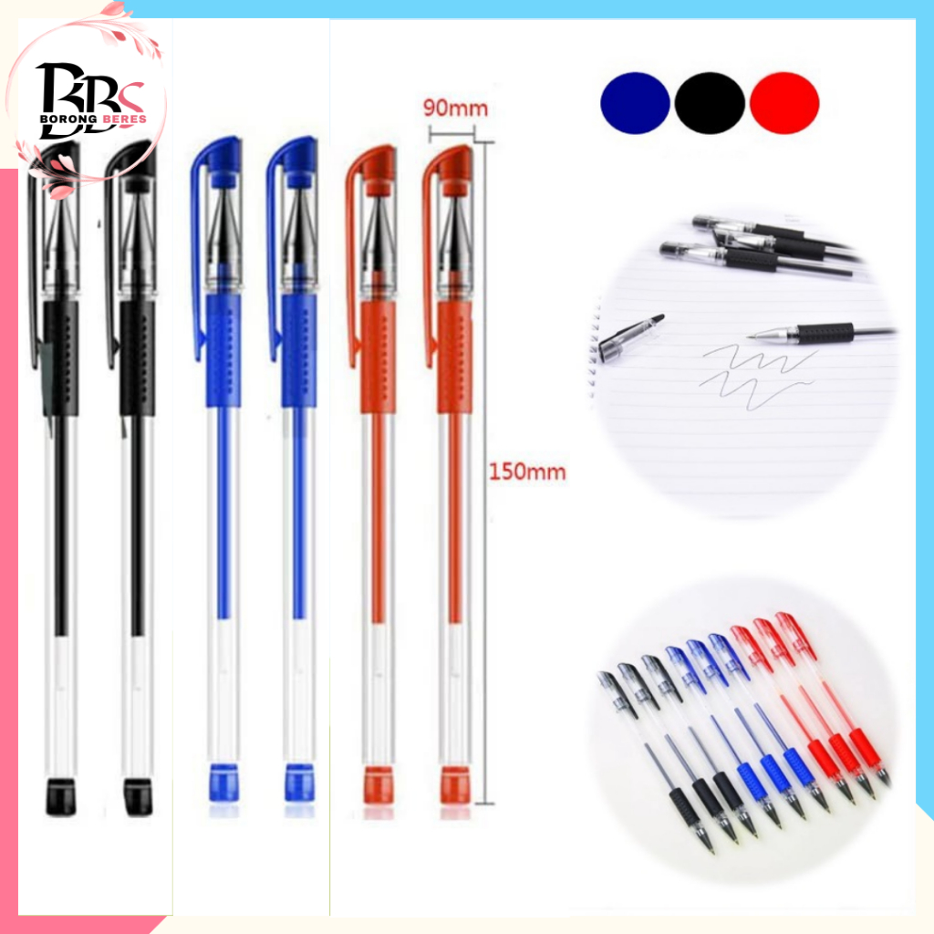 Jual BORES Pena Gel 0.55mm Standard Pulpen Gel Standard Bolpoin Cair ...