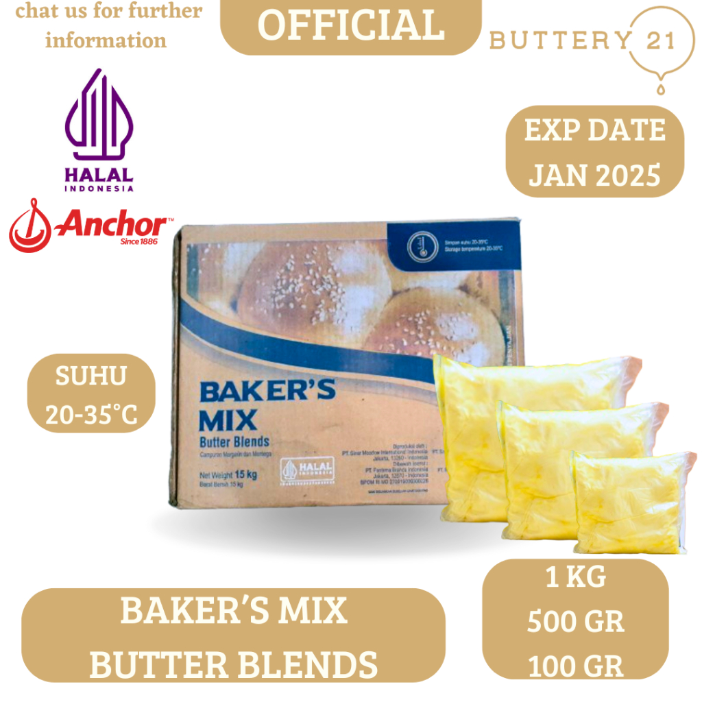 Jual REPACK ANCHOR BAKERS MIX BUTTER BLENDS 500 GR/BUTTER MIX/CAMPURAN ...