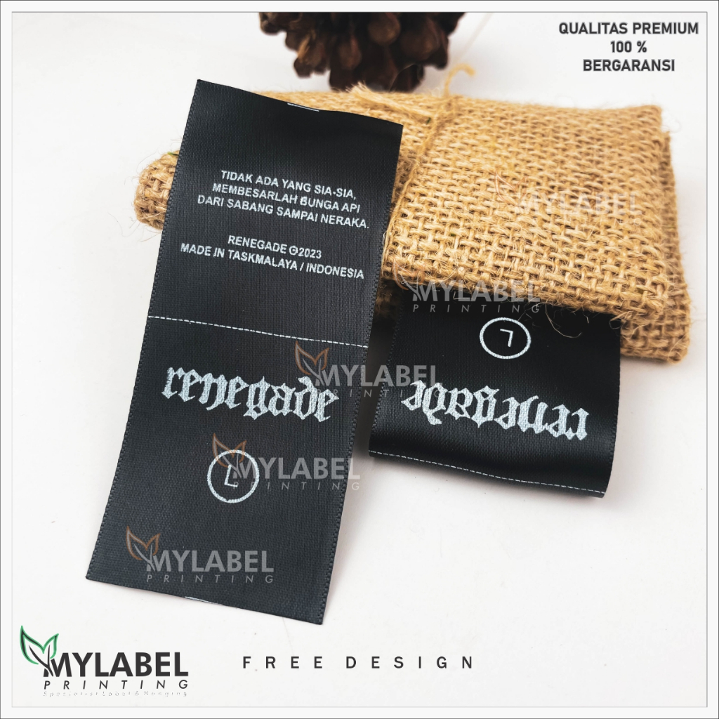 Jual 100 PCS / label satin hitam import / label custom / label baju ...