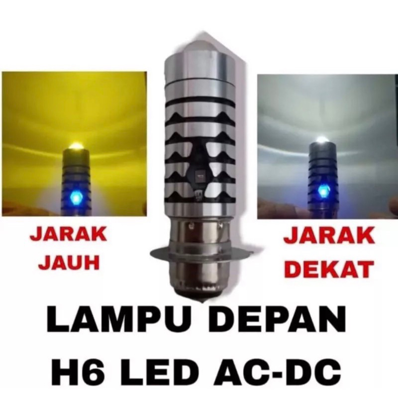 Jual Bohlam /Lampu depan H6 laser motor bebek matic dua warna LED H6 ...