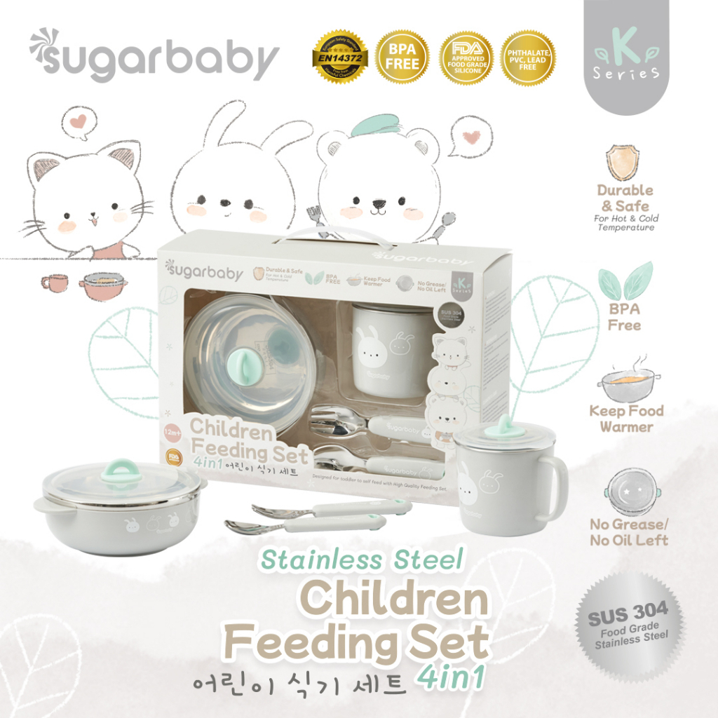 Jual SugarBaby Stainless Steel Children Feeding Set 4in1/Set Alat Makan ...
