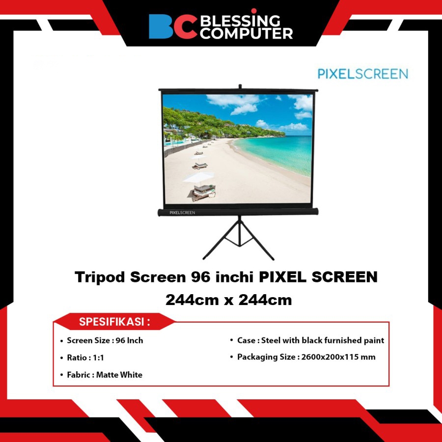 Jual Tripod Screen 96 inchi PIXEL SCREEN 244cm x 244cm | Shopee Indonesia