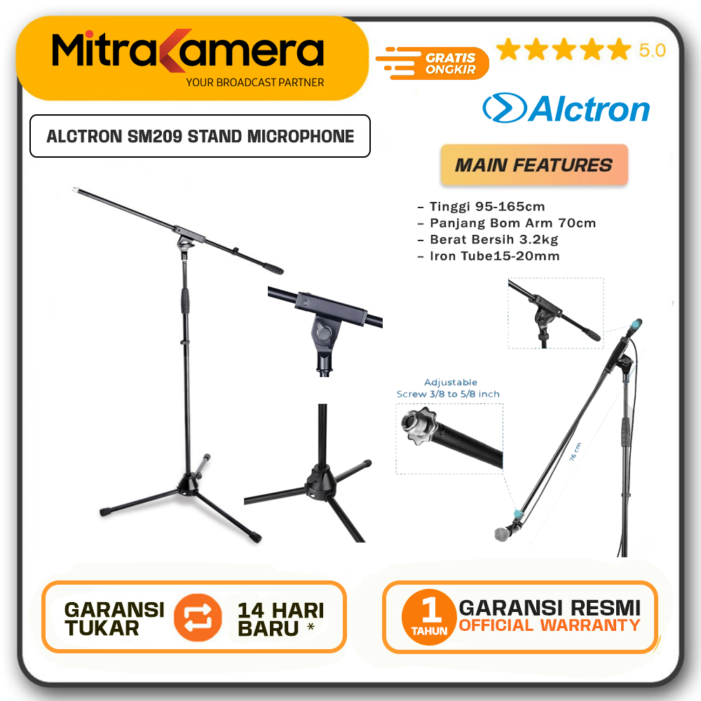 Jual ALCTRON SM209 STAND MICROPHONE | Shopee Indonesia