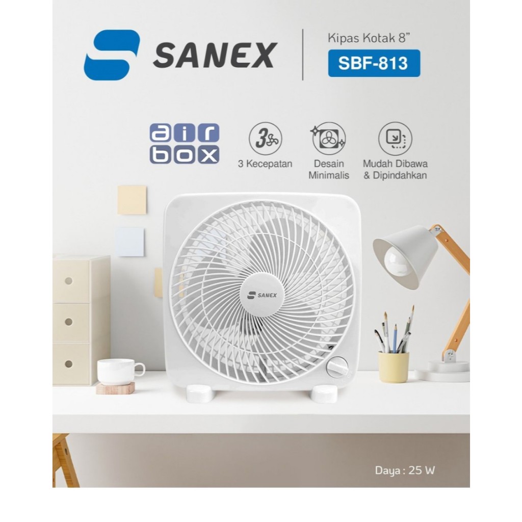Jual Sanex Box Fan 8 Inch SBF-813 Kipas Angin Listrik Kotak SBF 813 ...