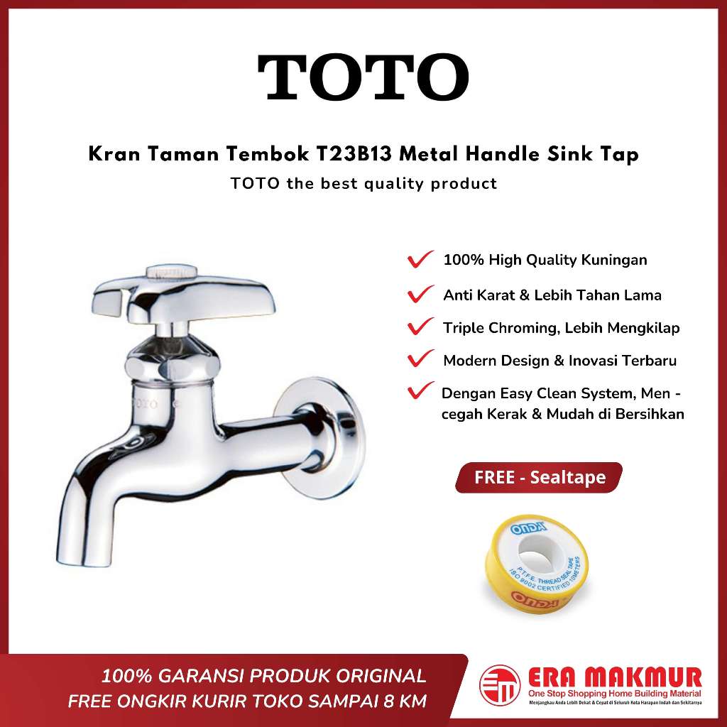 Jual TOTO - Kran Taman / Keran Tembok T23B13 Metal Handle Sink Tap ...