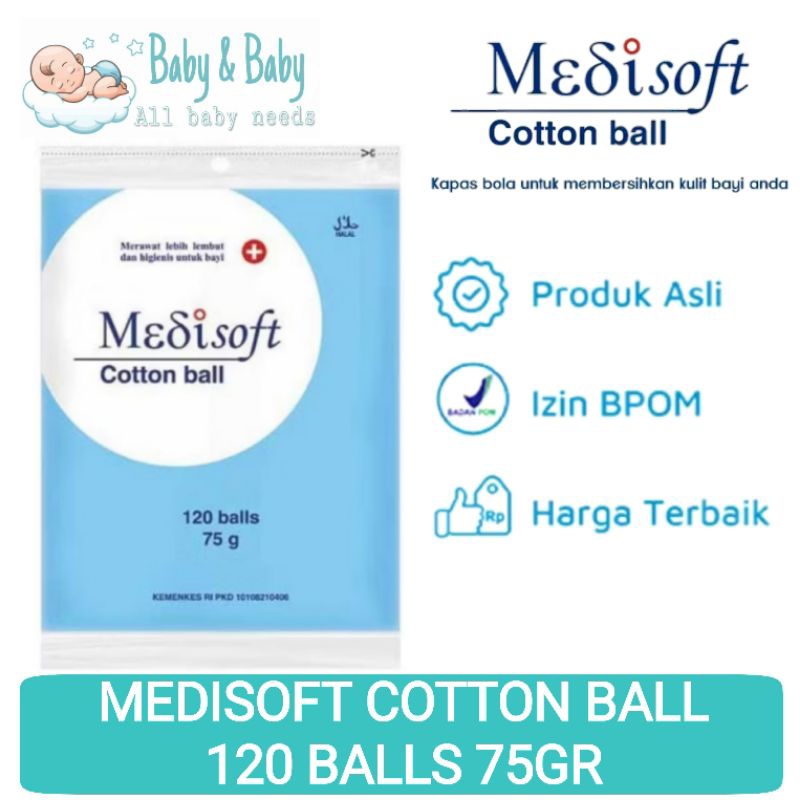 Jual Medisoft Cotton Ball Isi 120 Balls 75gr - Kapas Bulat Bayi Kapas ...