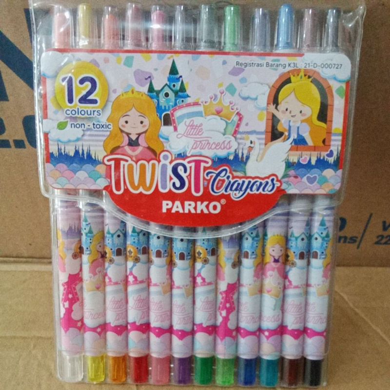 Jual crayon putar 12 warna twist parko/ untuk anak sekolah/murah ...