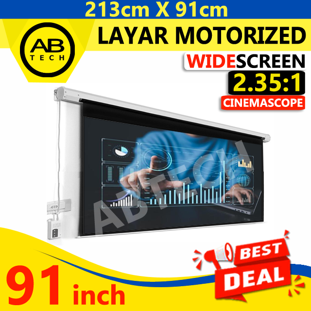 Jual Layar Proyektor Motorized 91" Ratio 2.35:1 Cinemascope - Screen ...