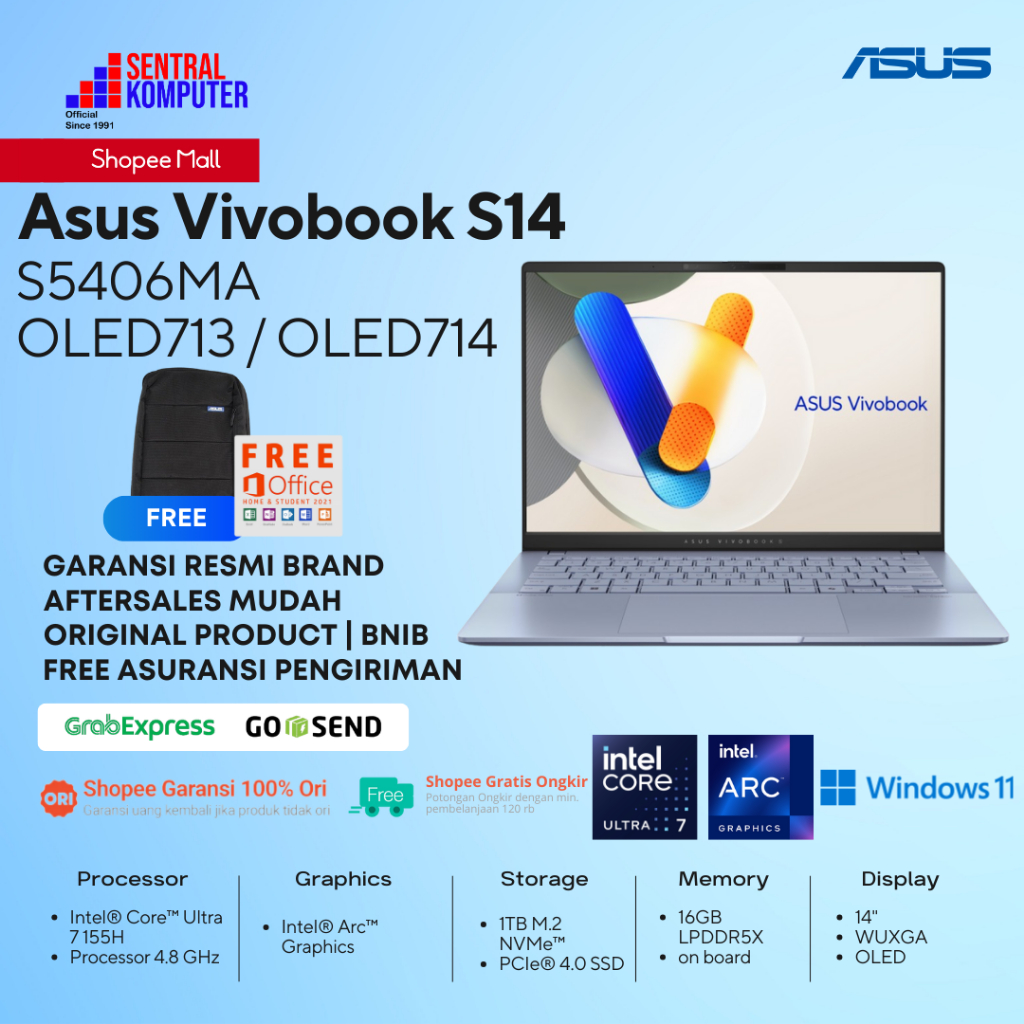 Jual ASUS Vivobook S 14 OLED S5406MA Ultra 7-155H 16GB 1TB 14" Arc ...