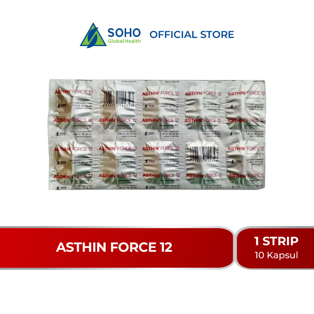 Jual Asthin Force 12 Suplemen Antioksidan + Healthy Skin isi 1 Strip ...
