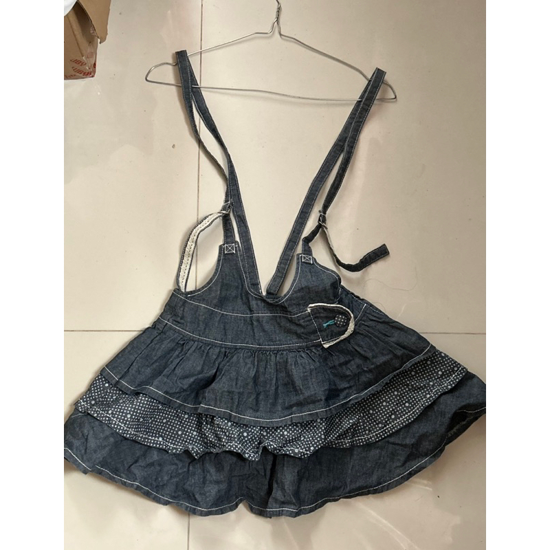 Jual skip angel jeans overall ruffle umpak anak adjustable pl preloved ...