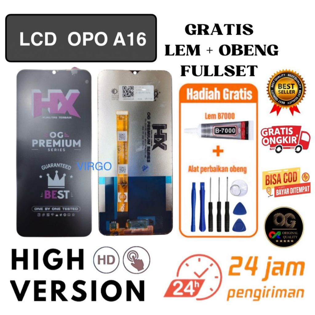 Jual LCD OPPO A16 fullset free LEM + OBENG / LCD TOUCHSCREEN OPPO A16 ...