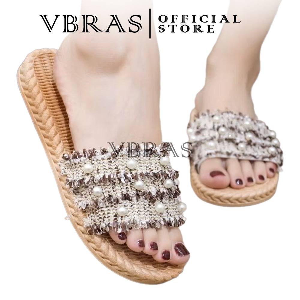 Jual Vbras Sandal Flat Wanita YU57 Rumbai Sandal Pantai Sandal Flat Karet Empuk & Nyaman ...