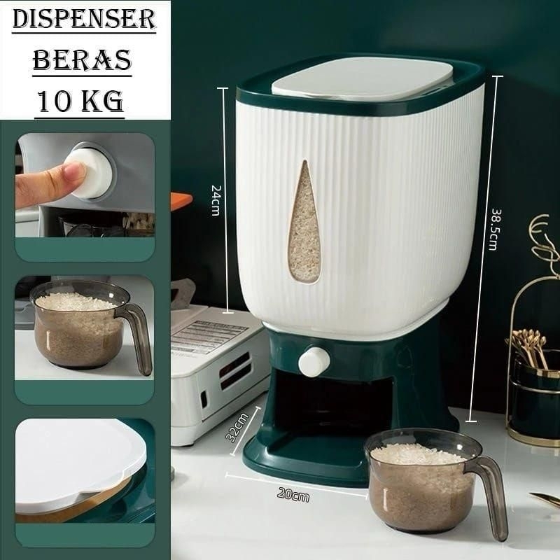 Jual Dispenser Beras 10 KG Rice Dispenser Penyimpan Beras Otomatis Rice ...