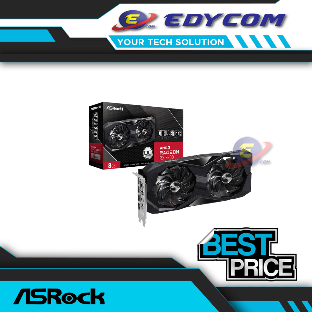 Jual ASRock Radeon RX 7600 CHALLENGER D 8GB OC GDDR6 - RX7600 DDR6 ...
