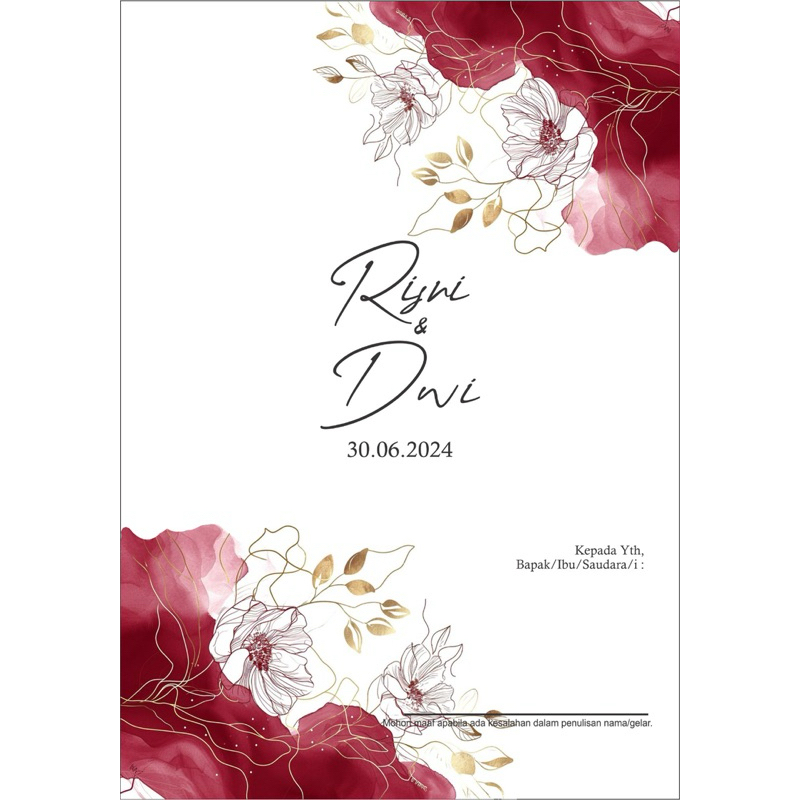 Jual Undangan Pernikahan Maroon RD 1lembar | Shopee Indonesia