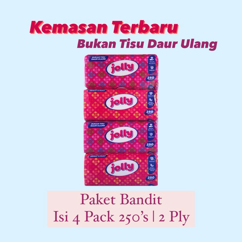 Jual Tisue Jolly Facial Tissue 250 Sheets [4 Pack] | Shopee Indonesia
