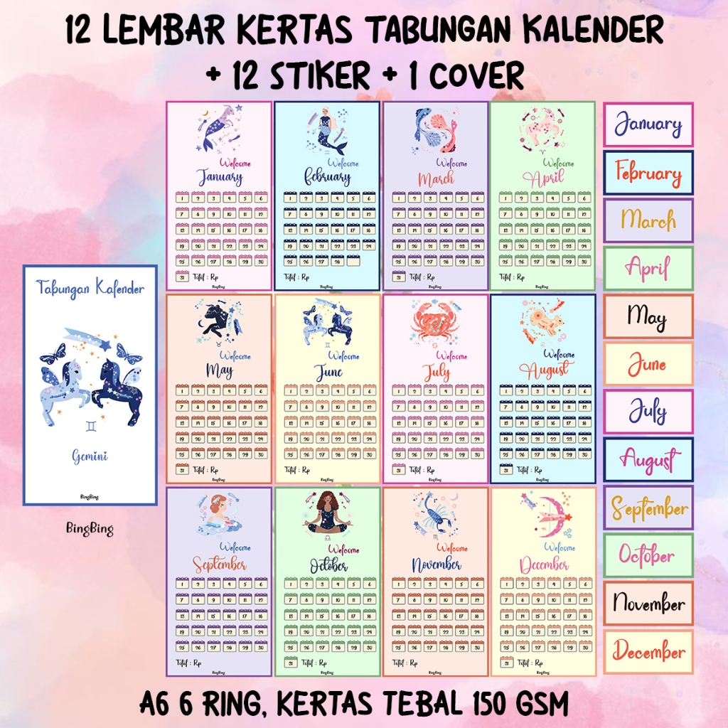 Jual PAKET LENGKAP KERTAS BINDER TABUNGAN KALENDER | Shopee Indonesia