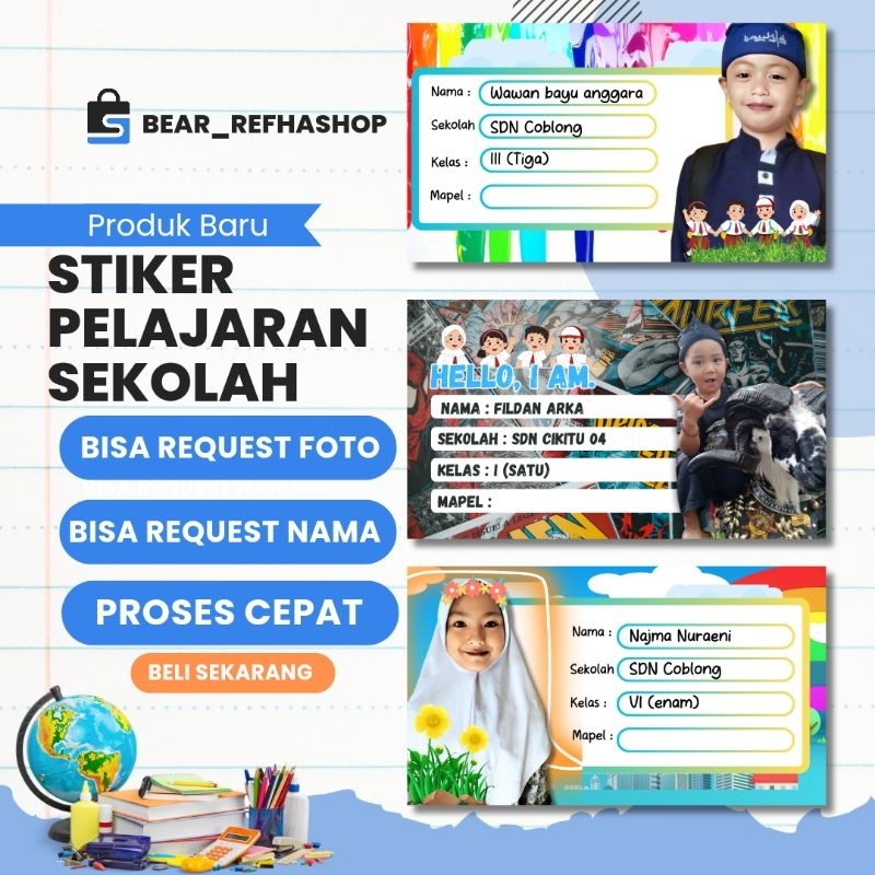 Jual Sticker Mapel Bebas request foto nama dan sekolah/free design ...