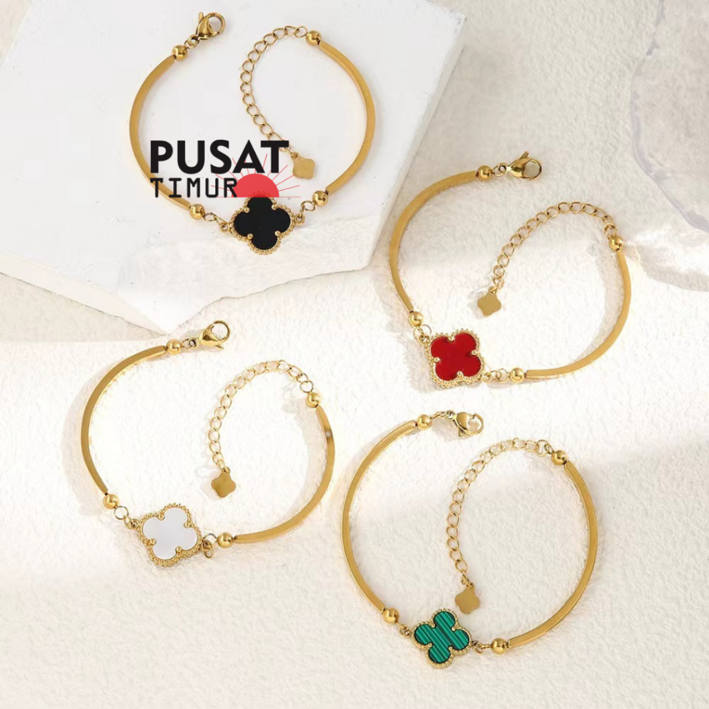 Jual Gelang Semanggi Empat Daun Model Bunga Clover Desain Sederhana ...
