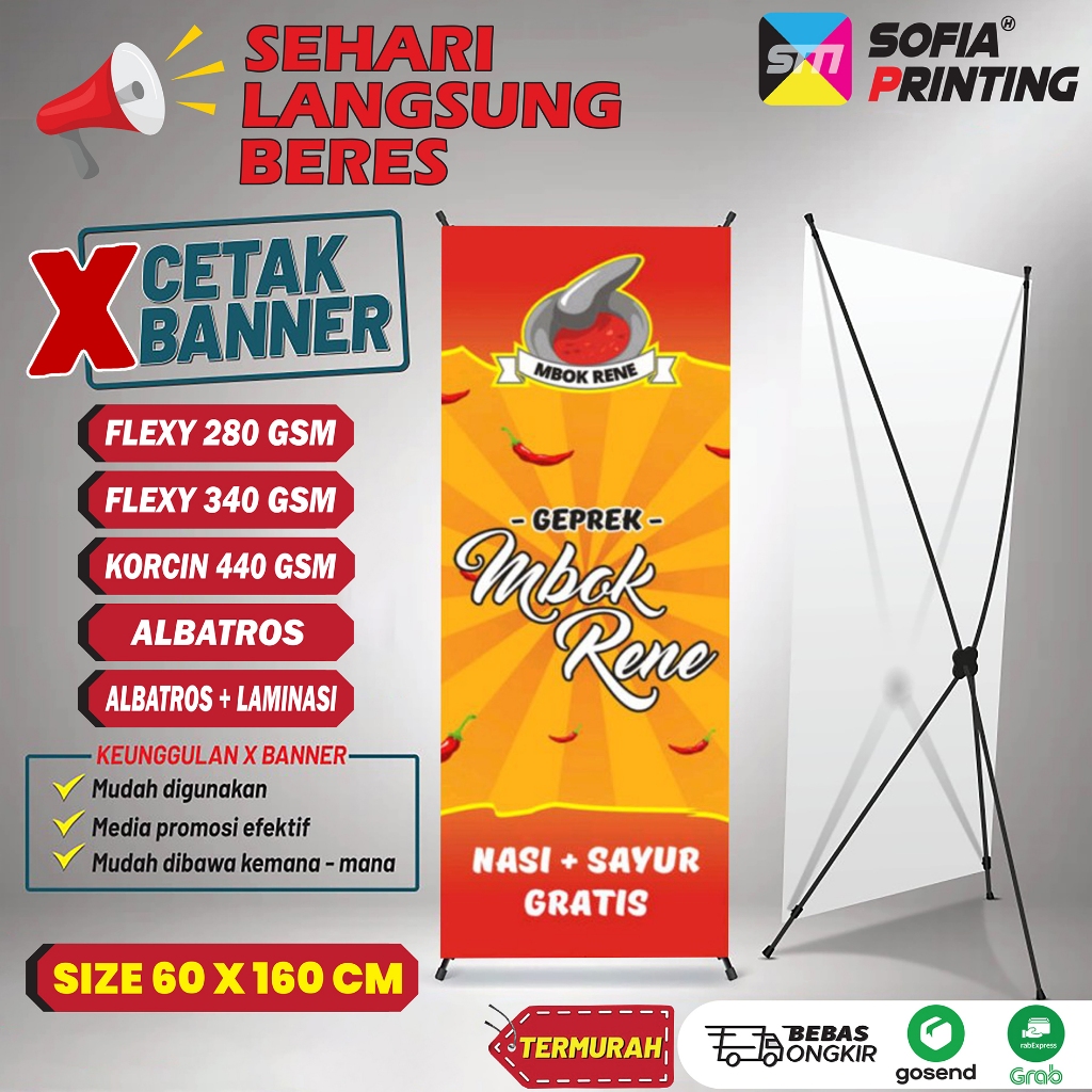 Jual Cetak X Banner + Tiang Termurah | Print X Banner 60 x 160cm | X ...